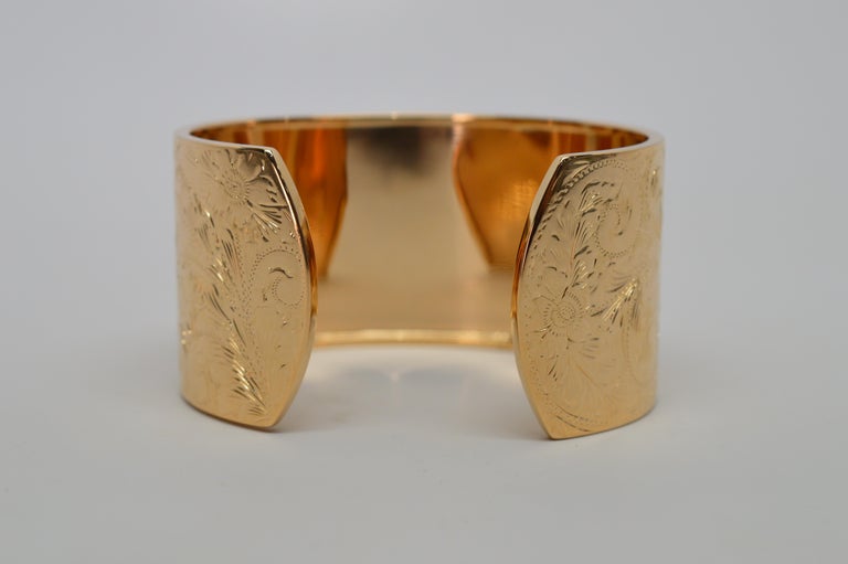 Antique Engraved Gold Wide Cuff Bracelet at 1stDibs | antique gold cuff ...