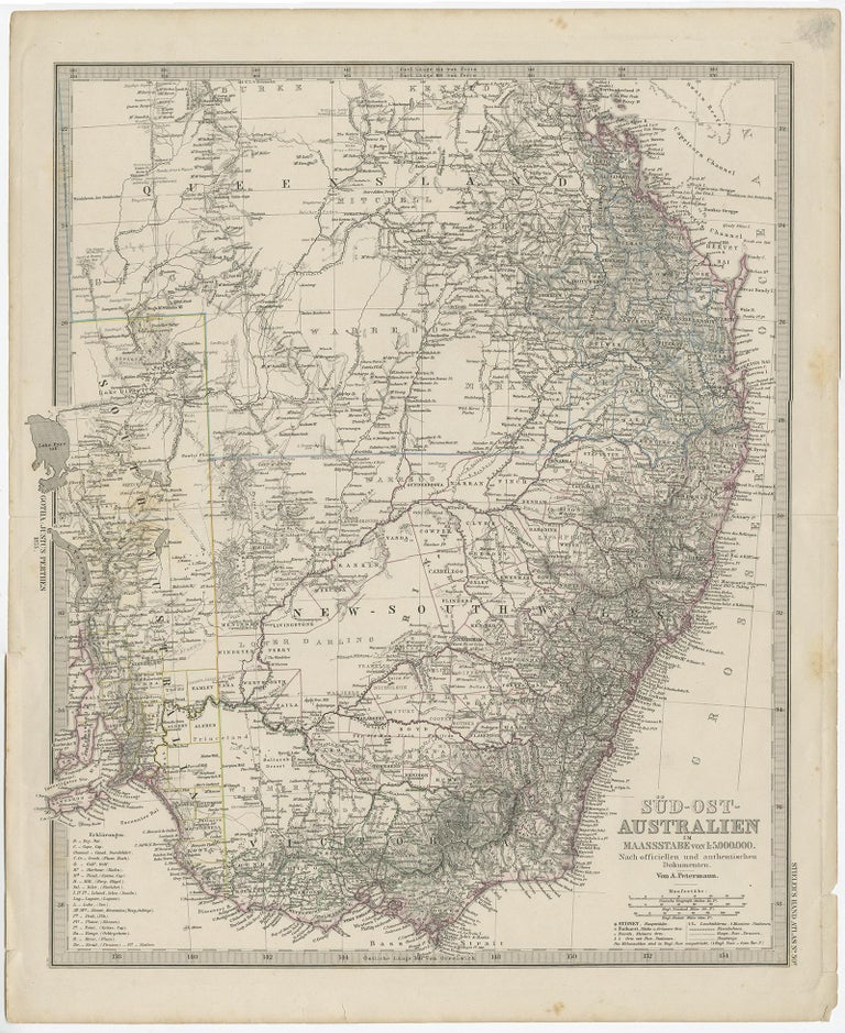 Antique Engraved Map of South East Australia from a German Atlas, 1848 ...