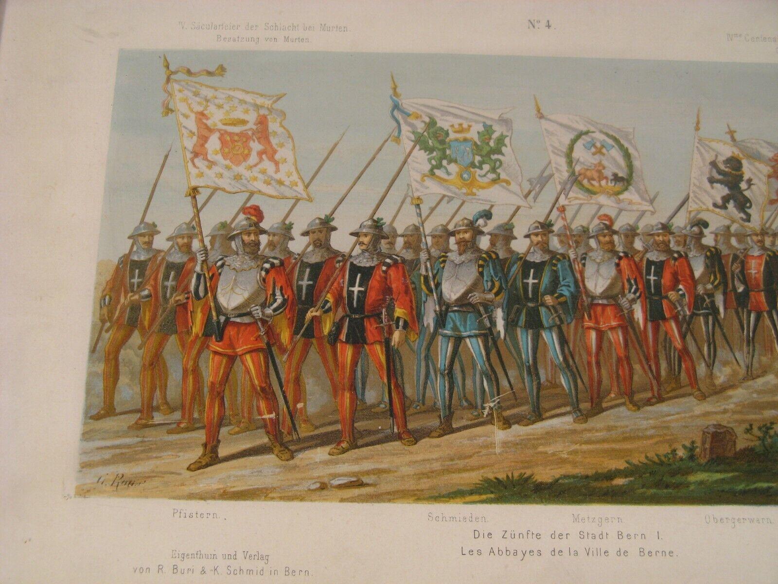 Antique Engraving Commemorating the IVth Centenary of the Battle of ...