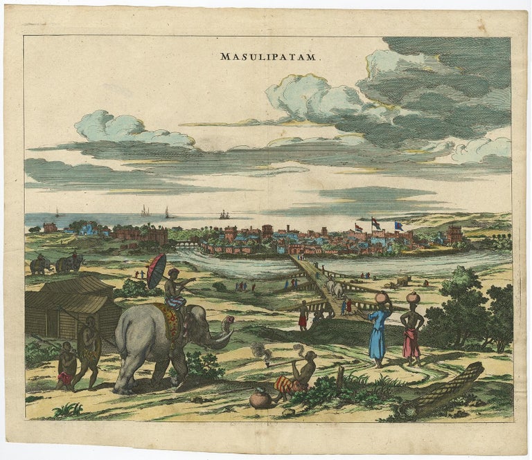 Antique Engraving of a Print with a View of Masulipatam, India, 1672 For Sale at 1stDibs