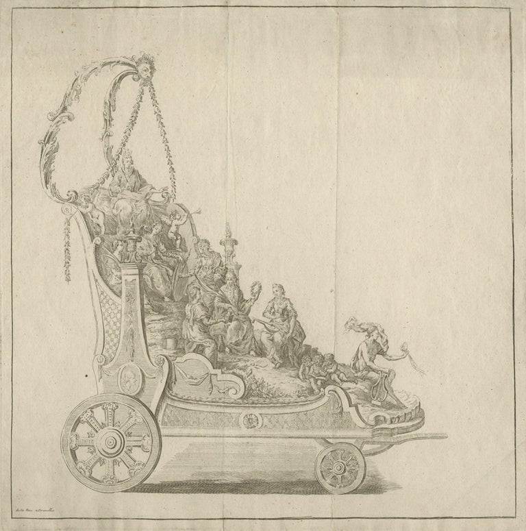 Antique Engraving of a Religious Float for Saint Rumoldus or Rumbold ...