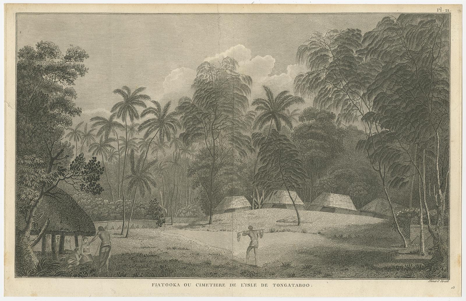 Antique Engraving of the Cemetery of Tongatapu, Friendly Islands, 1785 ...