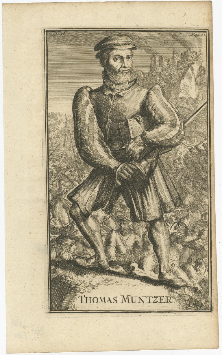 Antique Engraving of Thomas Müntzer, a Reformation-Era German ...