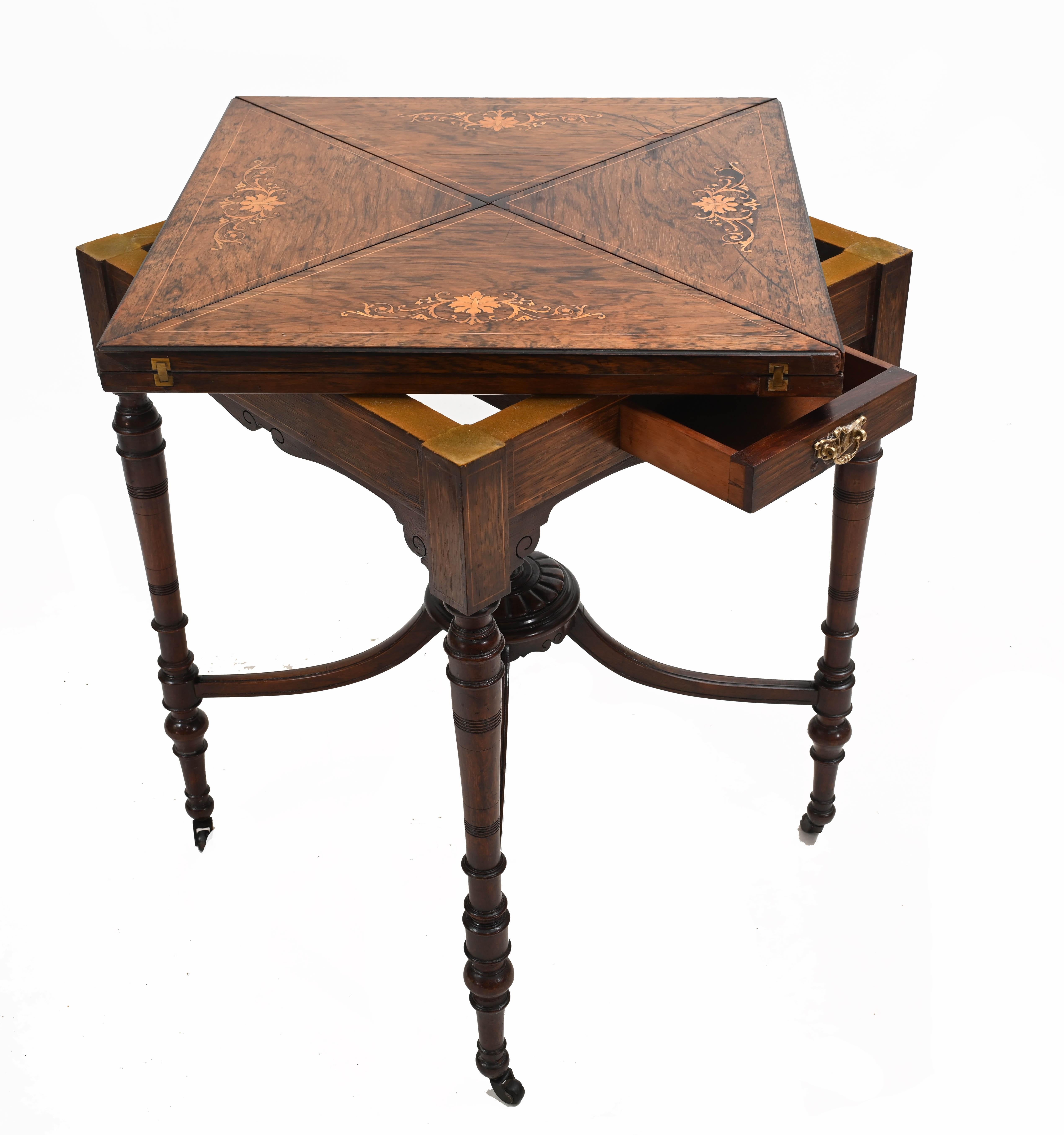 Antique Envelope Table Edwardian Games Inlay, 1910 For Sale at 1stDibs