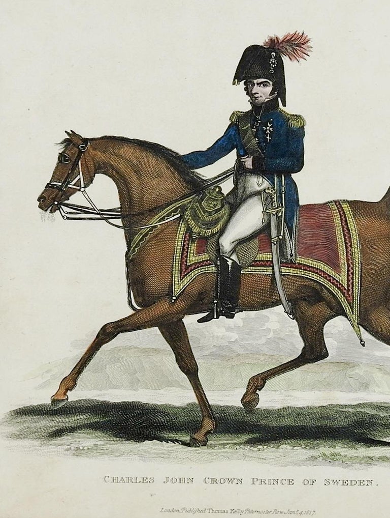 Antique Equestrian Etching 1817 Crown Prince of Sweden For Sale at 1stDibs
