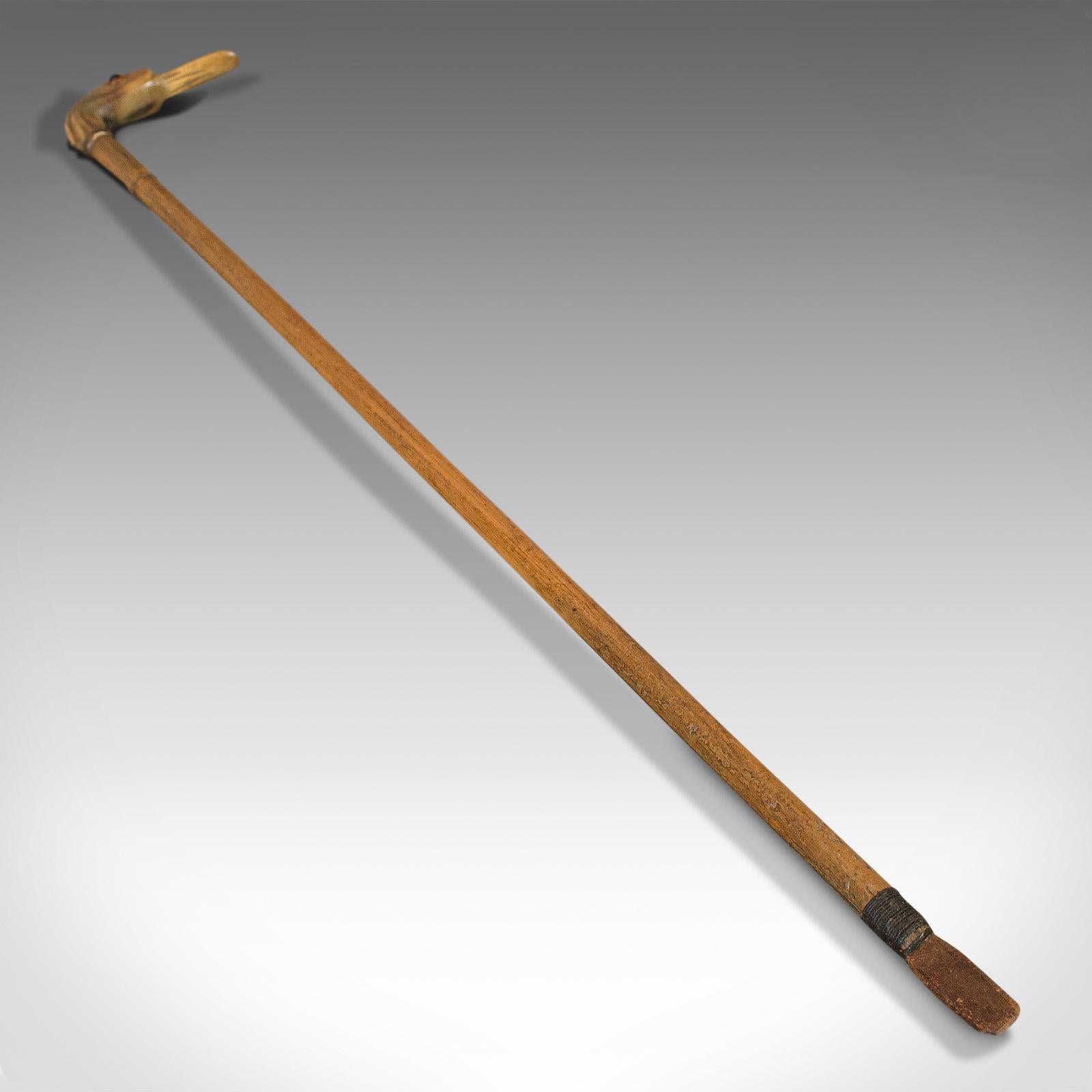 Antique Equestrian Riding Crop, Figurehead, English, Beech, Leather ...