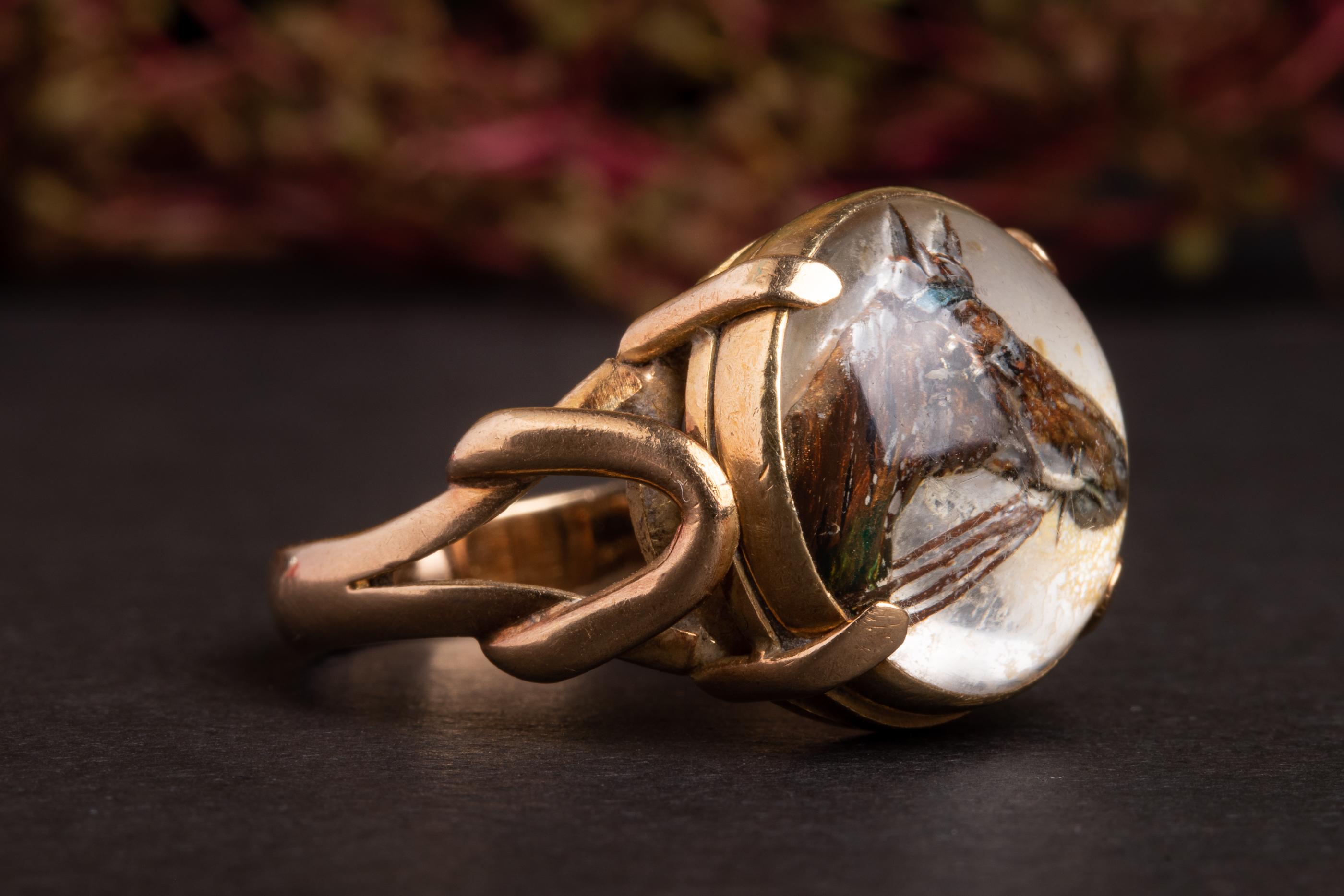 Antique Essex Crystal Equestrian Gold Horse Ring For Sale at 1stDibs ...