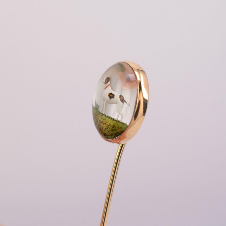 Antique Essex Crystal Pointer Dog Stick Pin 15 Karat Gold, circa 1900 ...