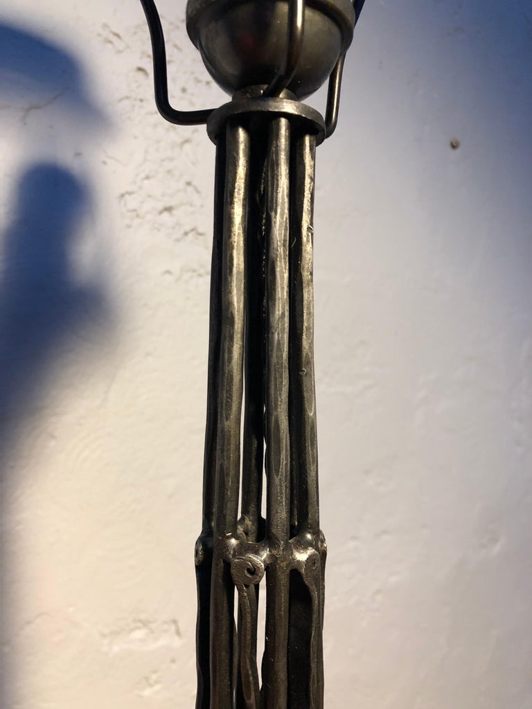 Antique Estate Made Wrought Iron Table Lamp For Sale at 1stDibs