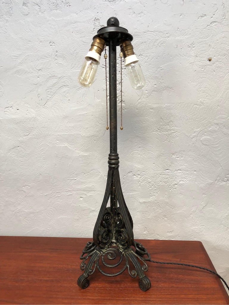 Antique Estate Made Wrought Iron Table Lamp For Sale at 1stDibs ...