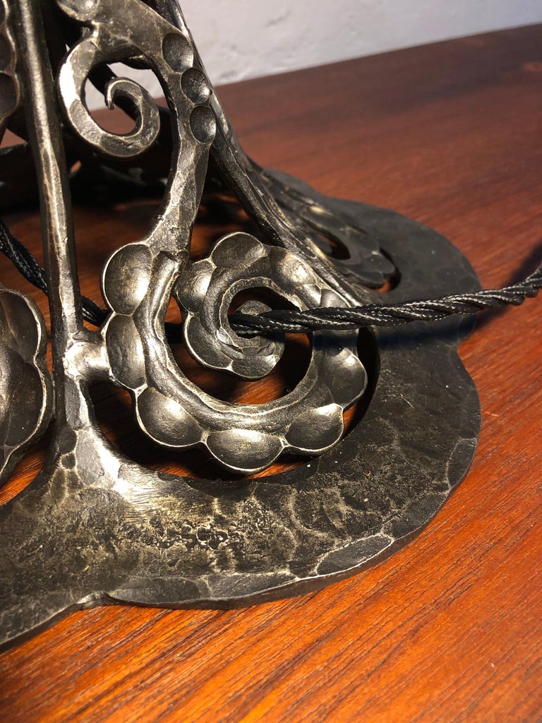 Antique Estate Made Wrought Iron Table Lamp For Sale at 1stDibs