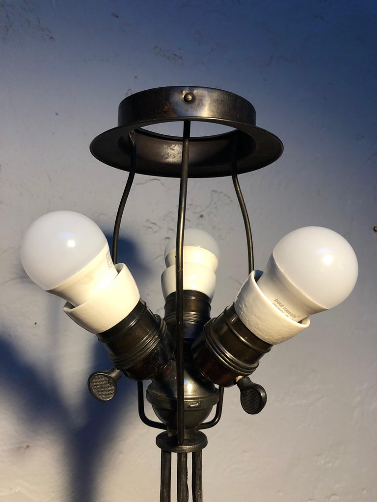 Antique Estate Made Wrought Iron Table Lamp For Sale at 1stDibs