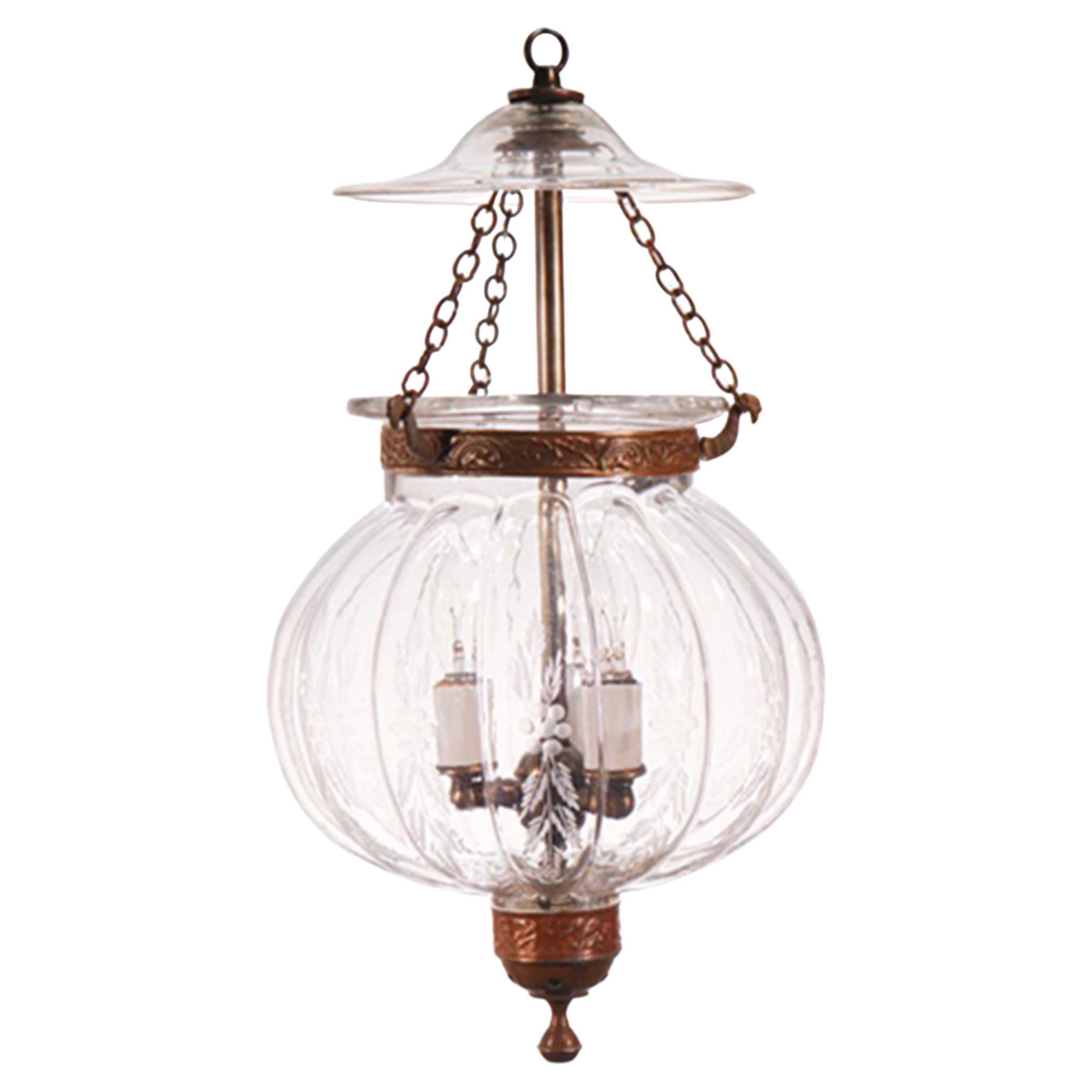 8" diameter crisscross star etched belljar lantern For Sale at 1stDibs