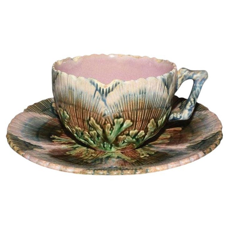 Antique Etruscan Seaweed Gryphon Smith Hill Majolica Tea Cup and Saucer ...