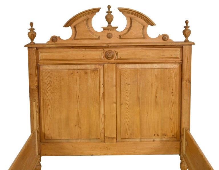 Antique European Bed in Pine, German Grunderzeit Period, circa 1880 For ...