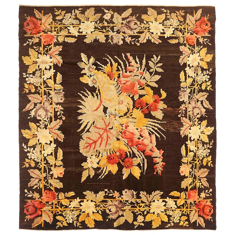 Antique European Area Rug Bessarvian Design For Sale at 1stDibs