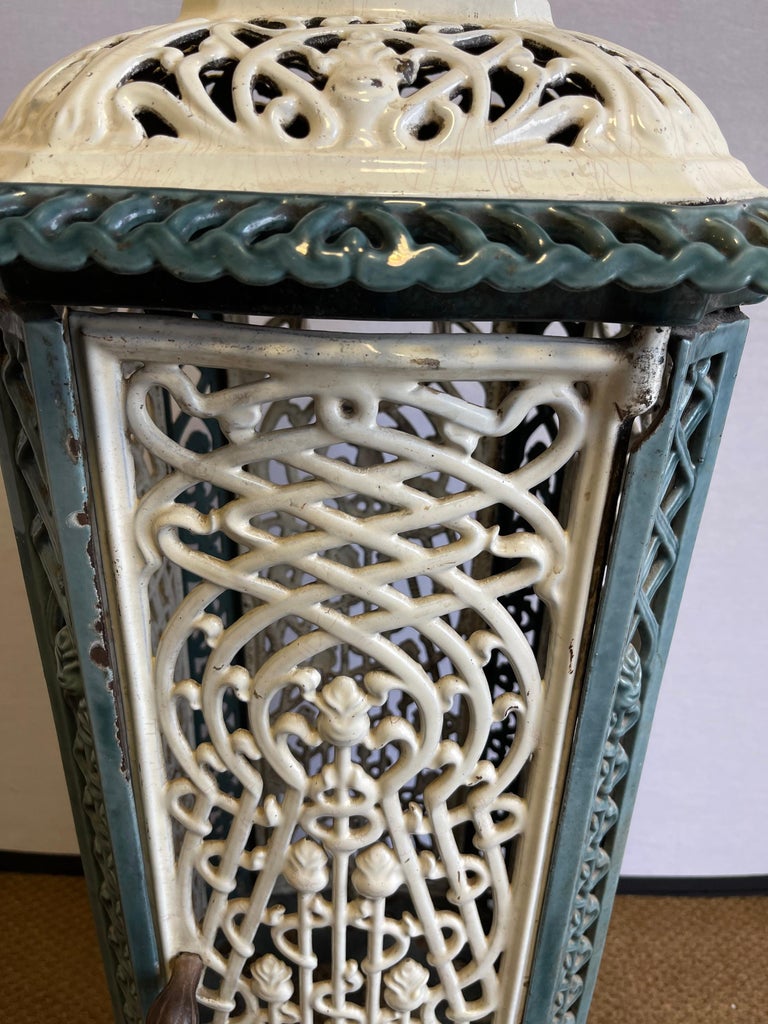 Antique European Art Nouveau Belgian Cast Iron and Enamel Stove Heater ...