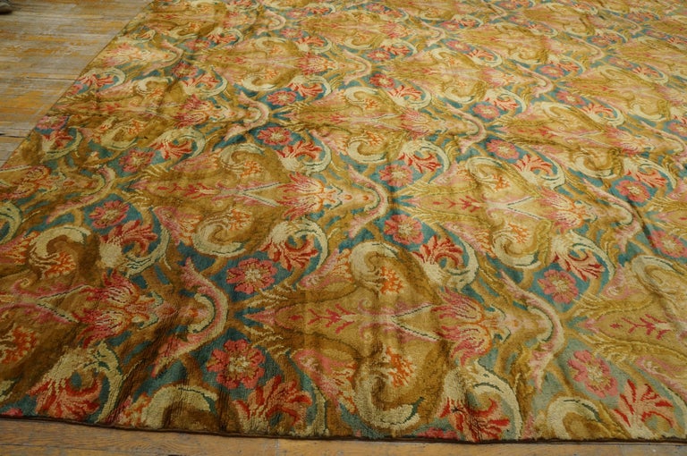 Antique European Axminster Rug 13' 8" x 15' 8" For Sale at 1stDibs