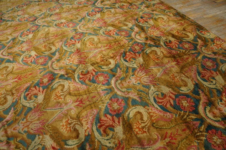 Antique European Axminster Rug 13' 8" x 15' 8" For Sale at 1stDibs