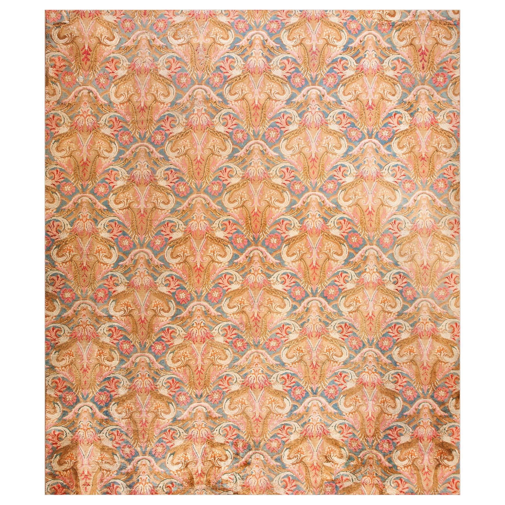 Axminster Pink Roses Area Rug For Sale at 1stDibs