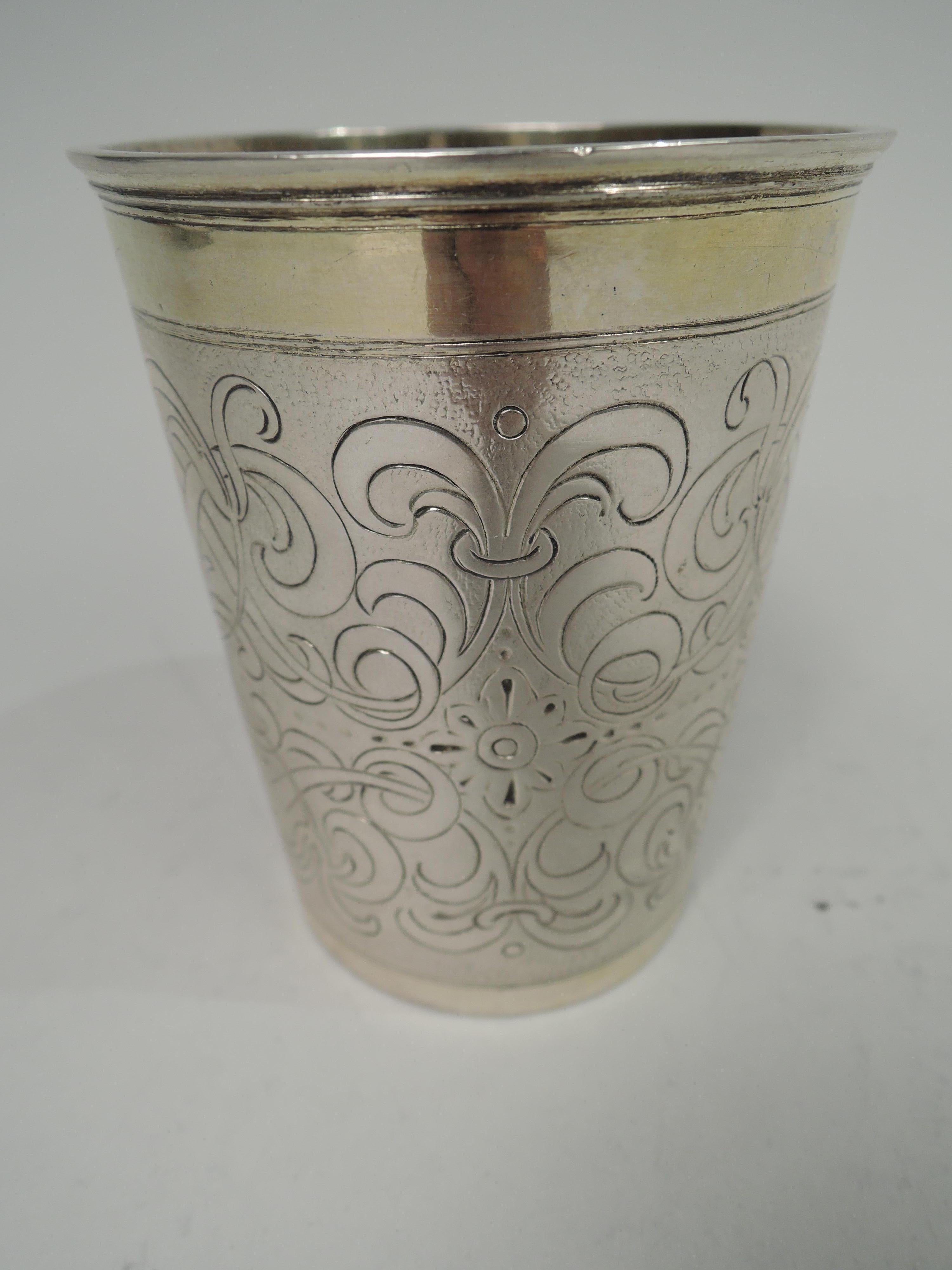 Antique European Baroque Classical Parcel Gilt Silver Beaker For Sale ...