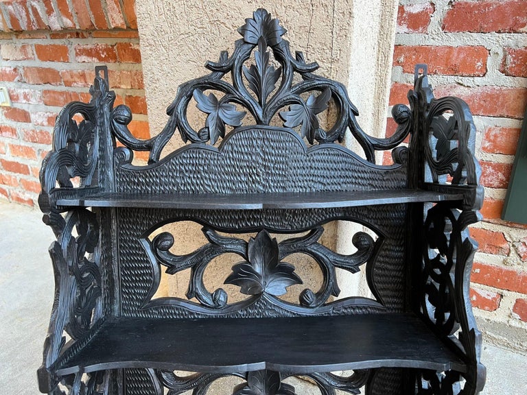 Antique European Black Forest Carved Wall Shelf Plate Display Rack ...