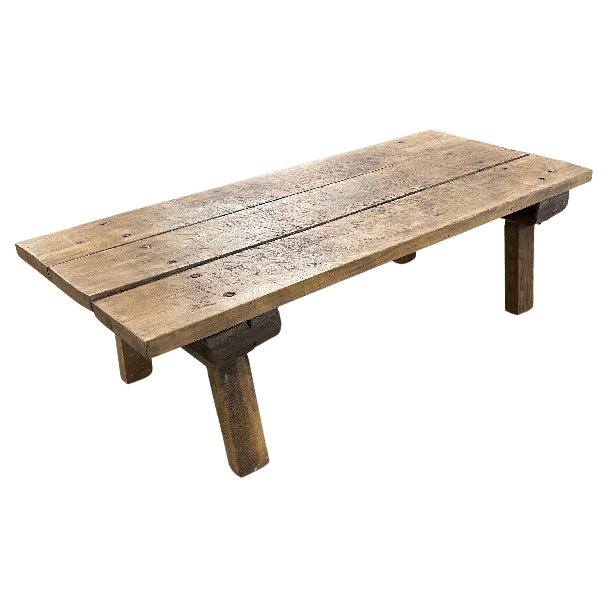 Antique European Butcher Block Coffee Table For Sale at 1stDibs