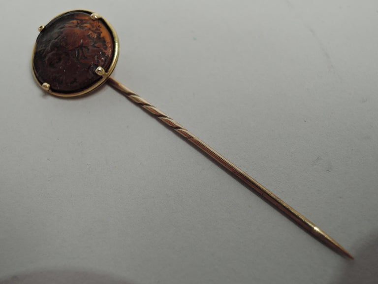 Antique European Carved Intaglio Cameo and 15k Gold Stickpin, circa ...