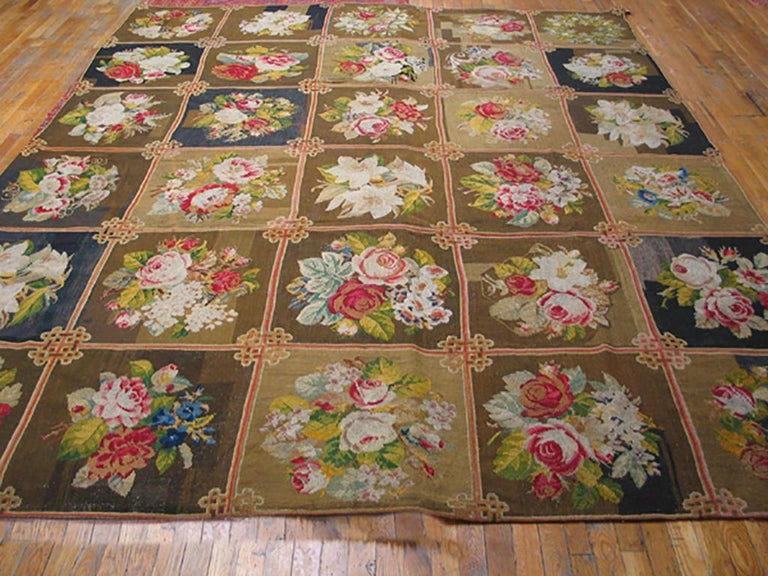 Antique European Needlepoint Rug at 1stDibs