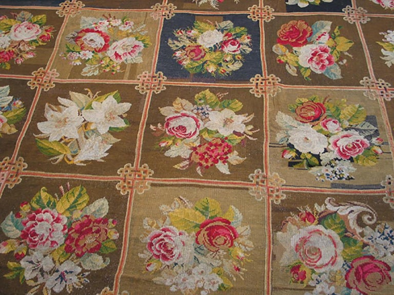 Antique European Needlepoint Rug at 1stDibs