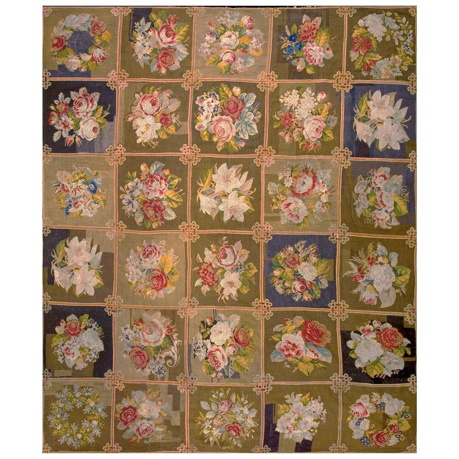 Antique European Needlepoint Rug at 1stDibs