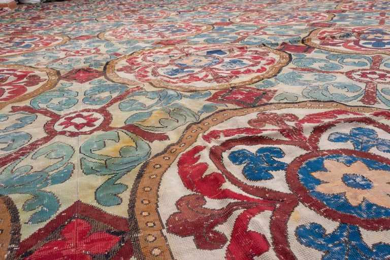 Antique European Needlepoint Victorian Carpet, 1870s, Red Green and ...