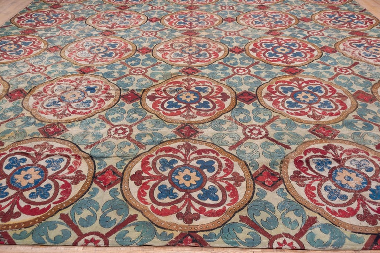 Antique European Needlepoint Victorian Carpet, 1870s, Red Green and ...