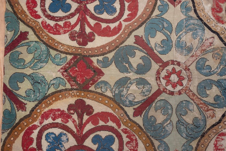 Antique European Needlepoint Victorian Carpet, 1870s, Red Green and ...