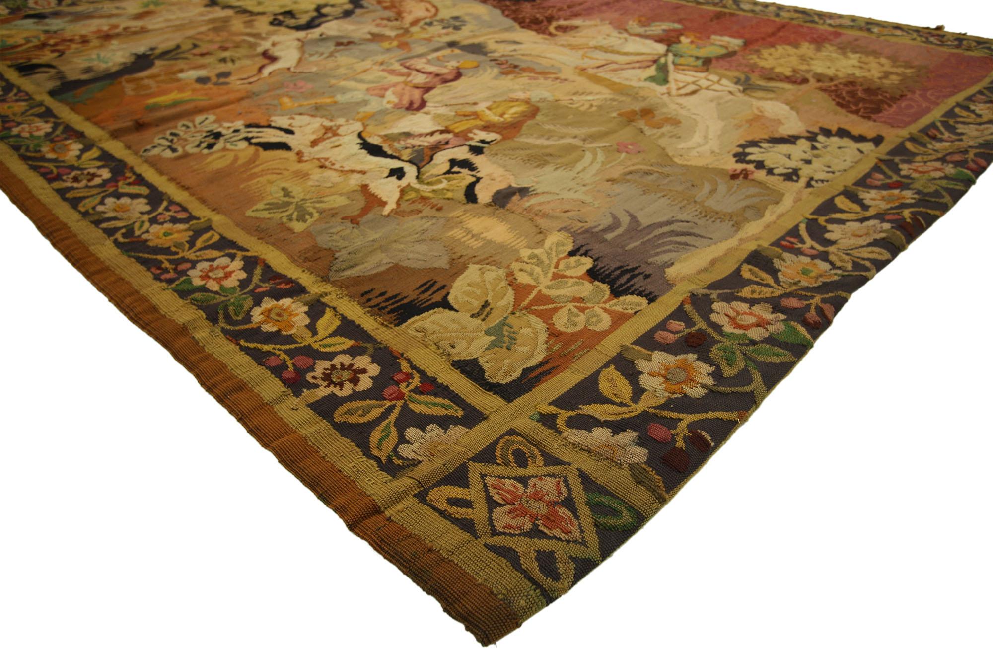 Antique European Tapestry with Medieval Hunting Scene, Antique Wall ...