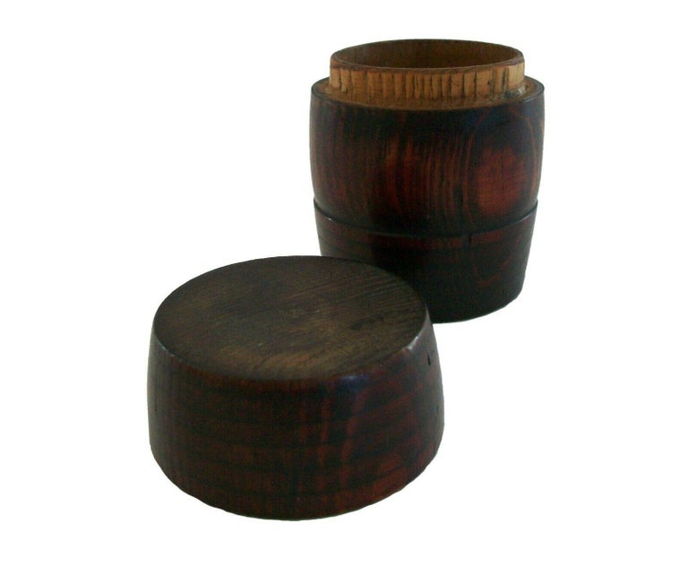 Antique European Treen 'Barrel Form' Softwood Box or Caddy, Early 19th ...