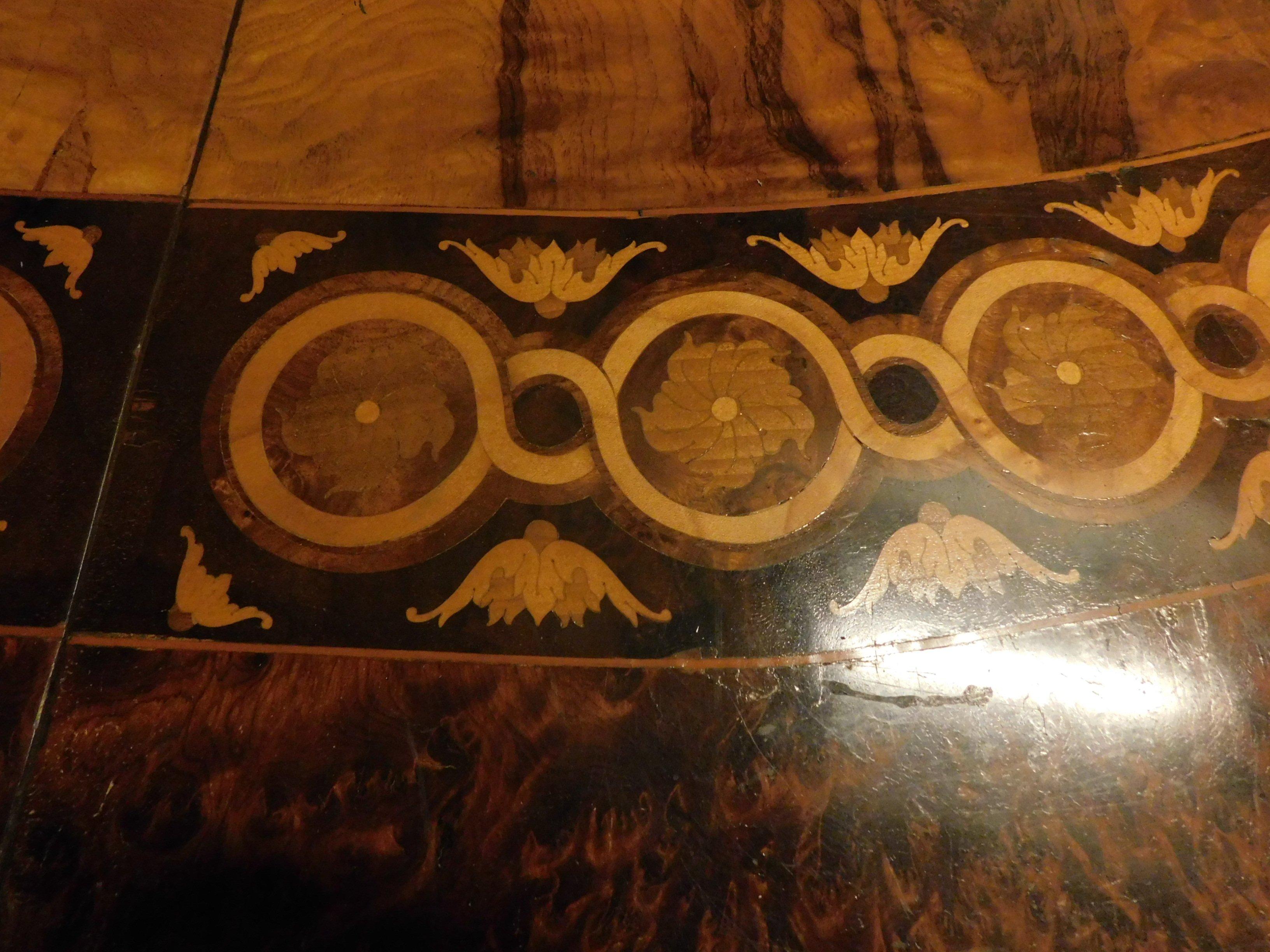 Antique Extendable Inlaid Wood Dining Table, Glossy Wick Brown, 1800 ...