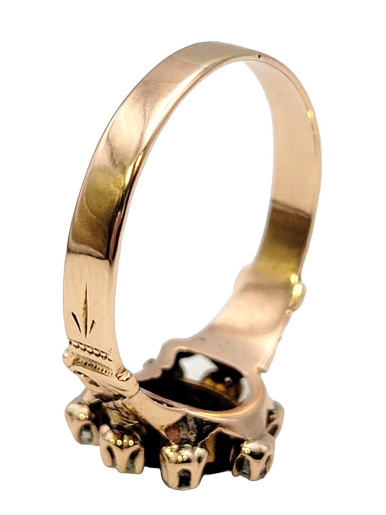 Antique Fancy Cut Garnet and Old Mine Cut Diamond Horseshoe Rose Gold ...