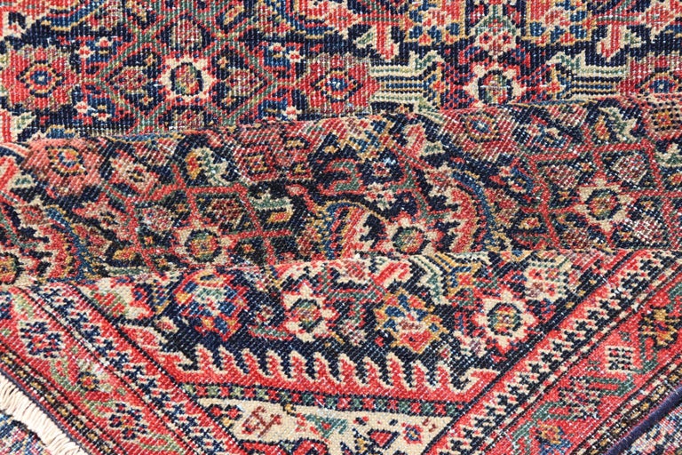 Antique Faraghan Fine Persian Rug in Navy Color Background and Jewel ...