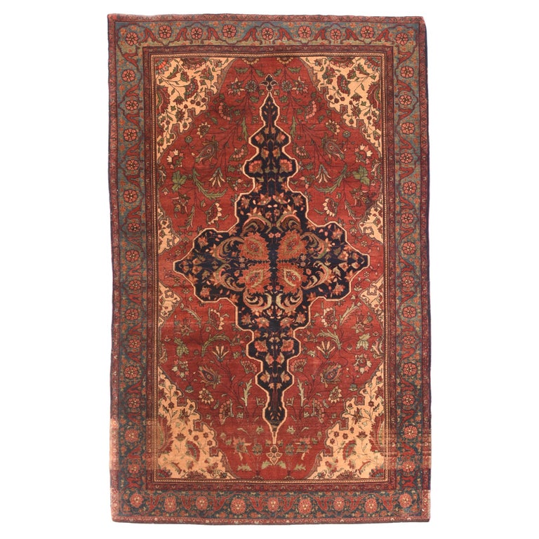 Antique Farahan Rug 4'4'' x 7'0'' For Sale at 1stDibs