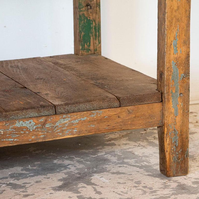 Antique Farm Work Table with Shelf at 1stDibs