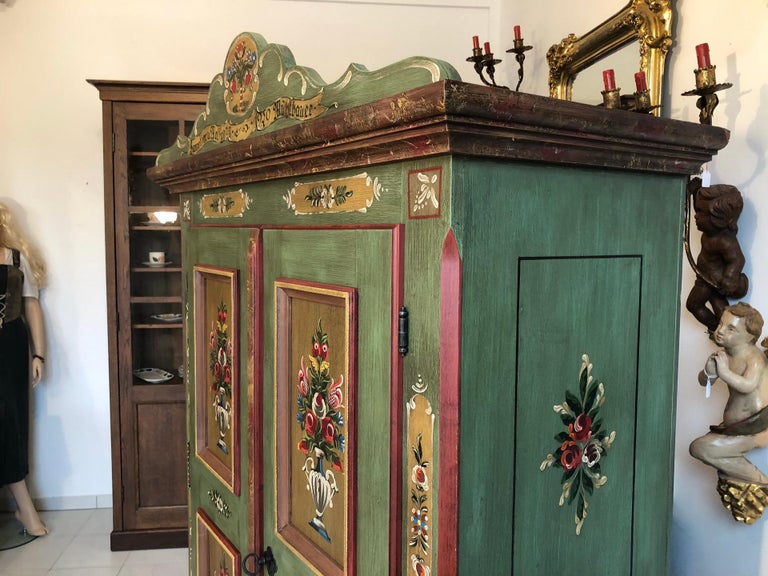 Antique Farmers Cabinet or Wardrobe with Beautiful Painting Works at ...