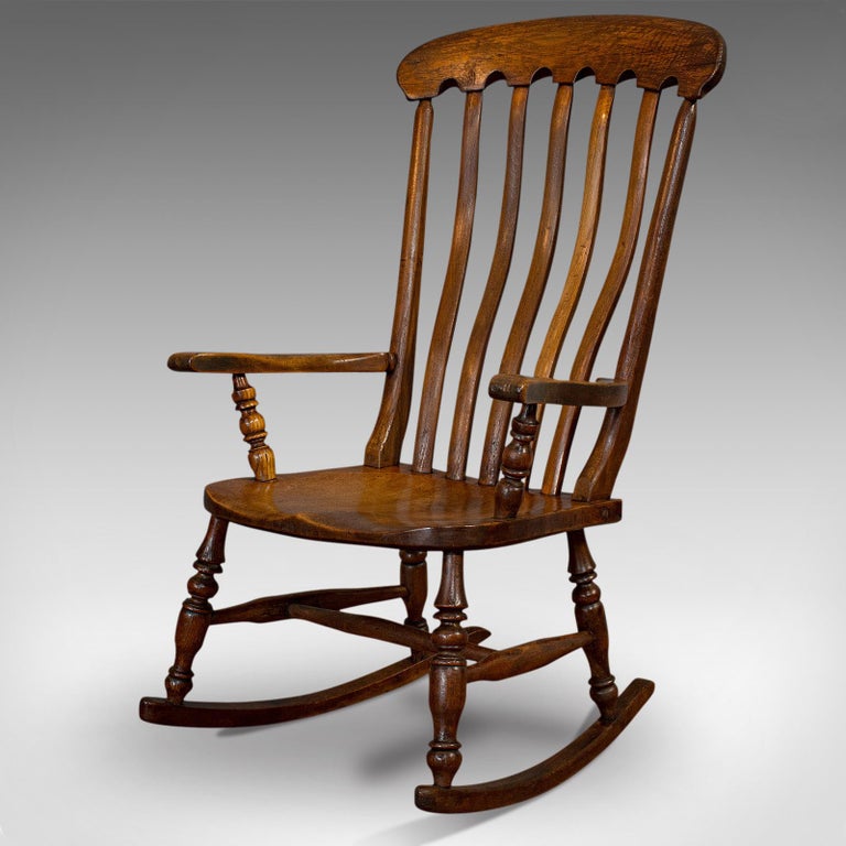 Antique Farmhouse Rocking Chair, English, Elm, Beech, Seat, Victorian ...