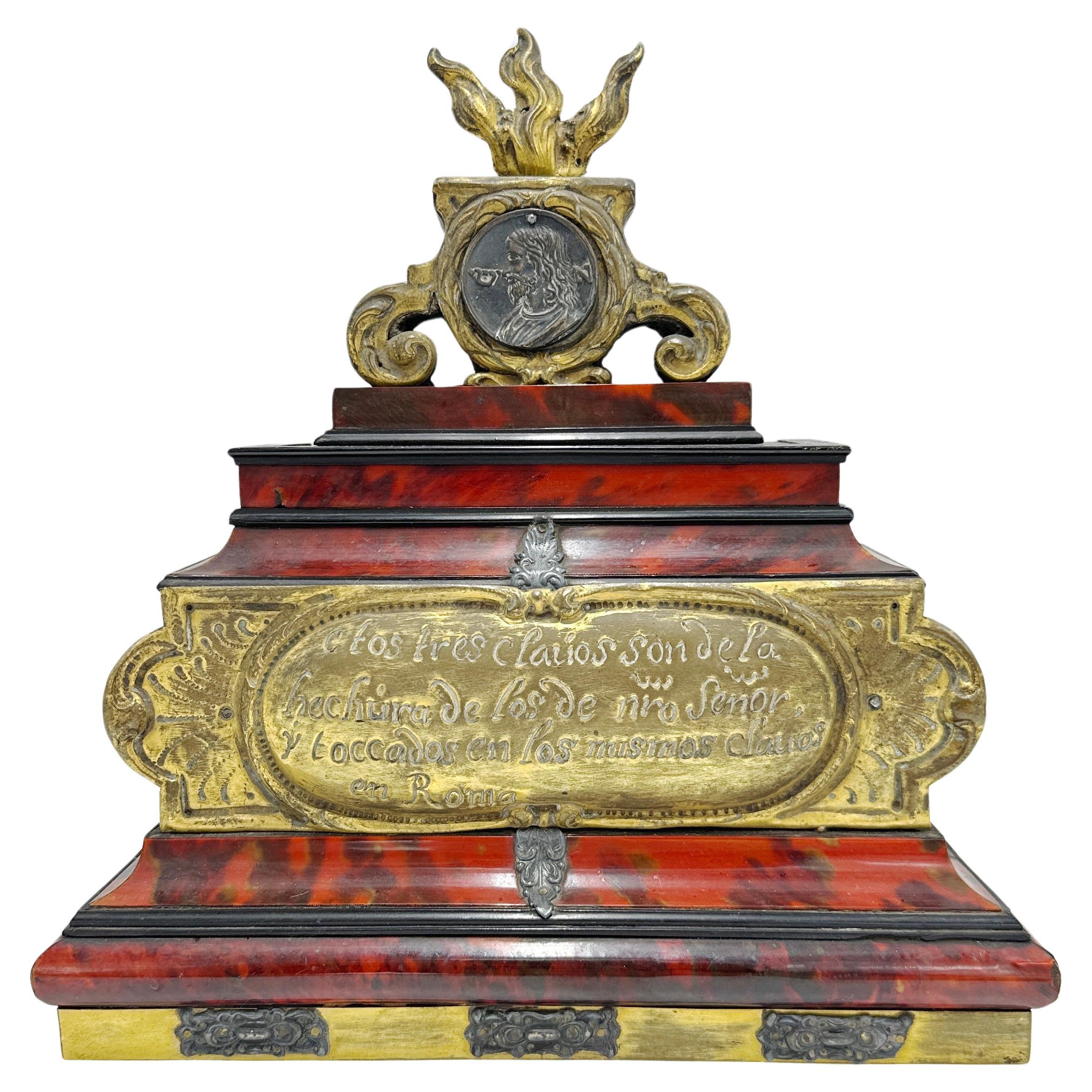 Antique Faux Tortoiseshell and Gilded Decorative Religious Object D'art ...