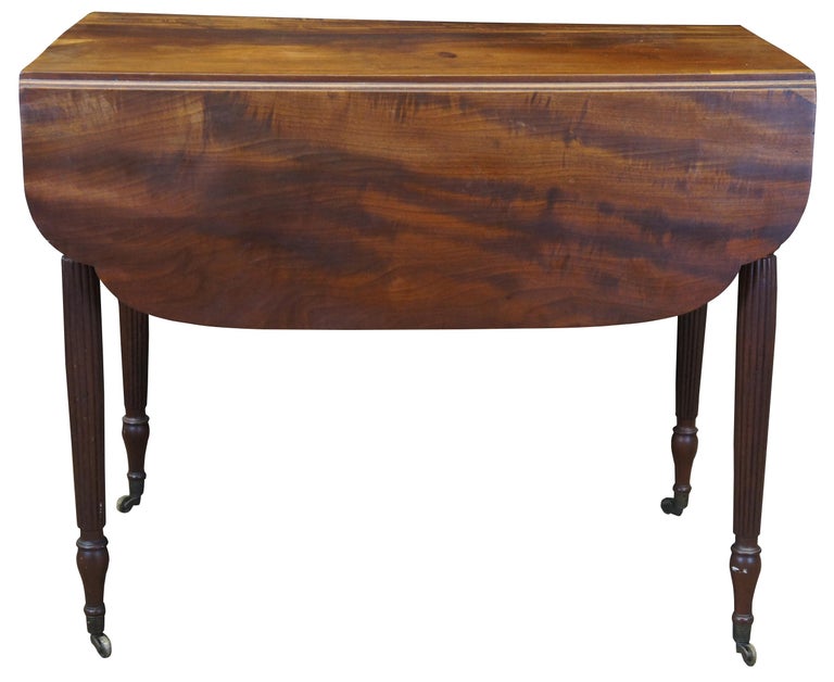 Antique Federal American Mahogany Drop Leaf Dining Breakfast Table For ...