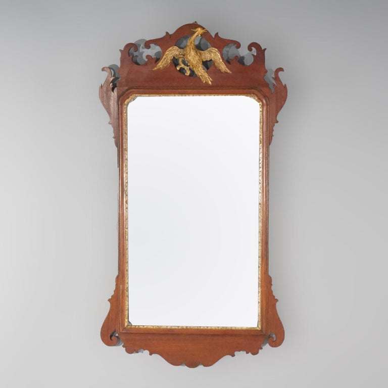 Antique Federal Mahogany Figural Wall Mirror with Gilt Eagle, 19th ...