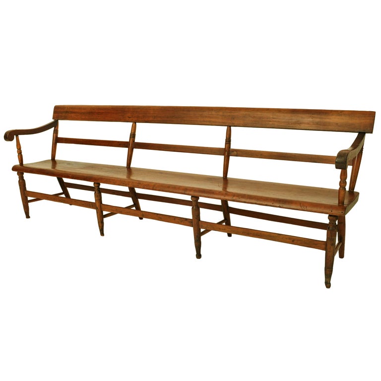 Antique Federal New England Windsor Spindle Back Cherry Bench Settee ...