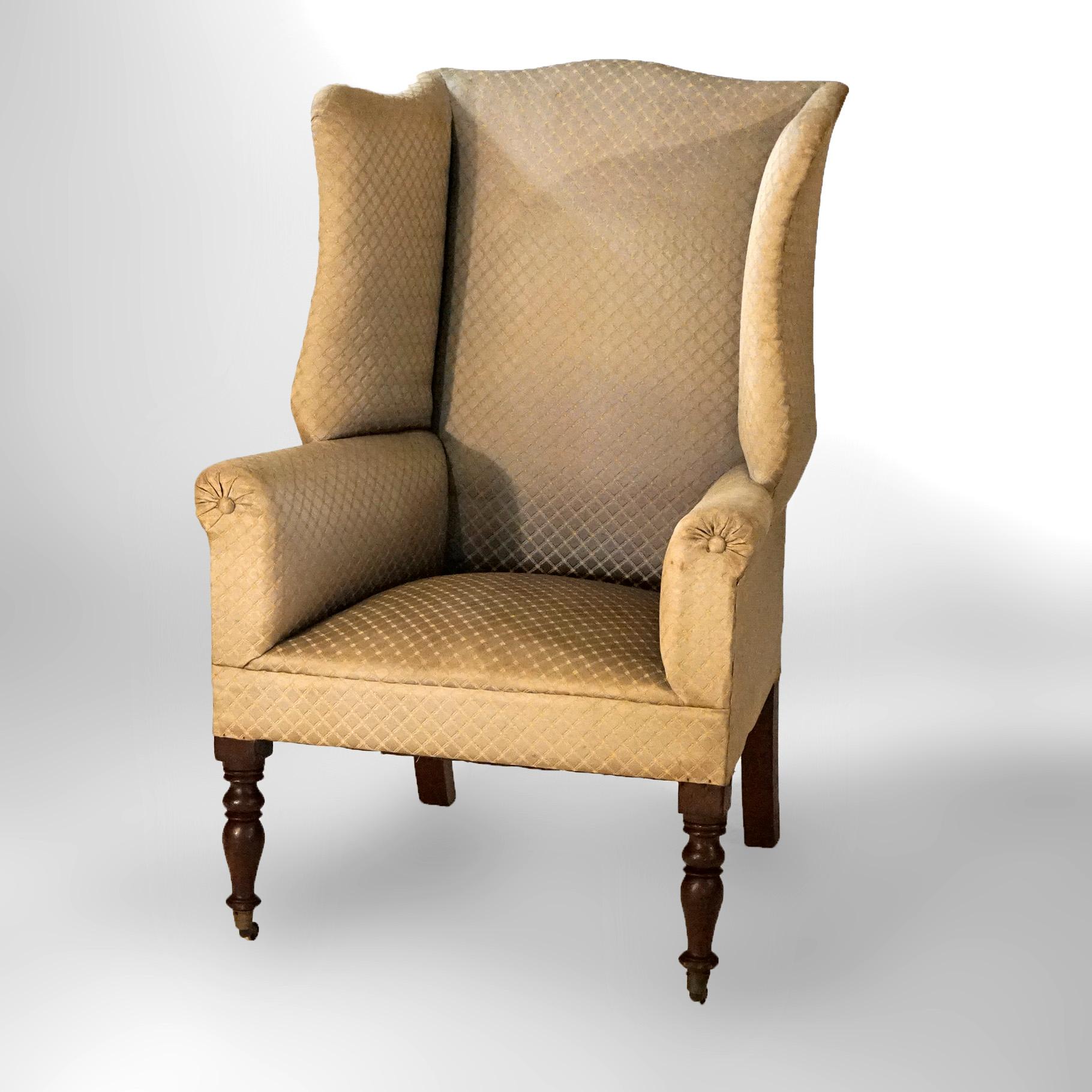 Antique Federal Sheraton Mahogany Wing Arm Chair circa 1820 at 1stDibs