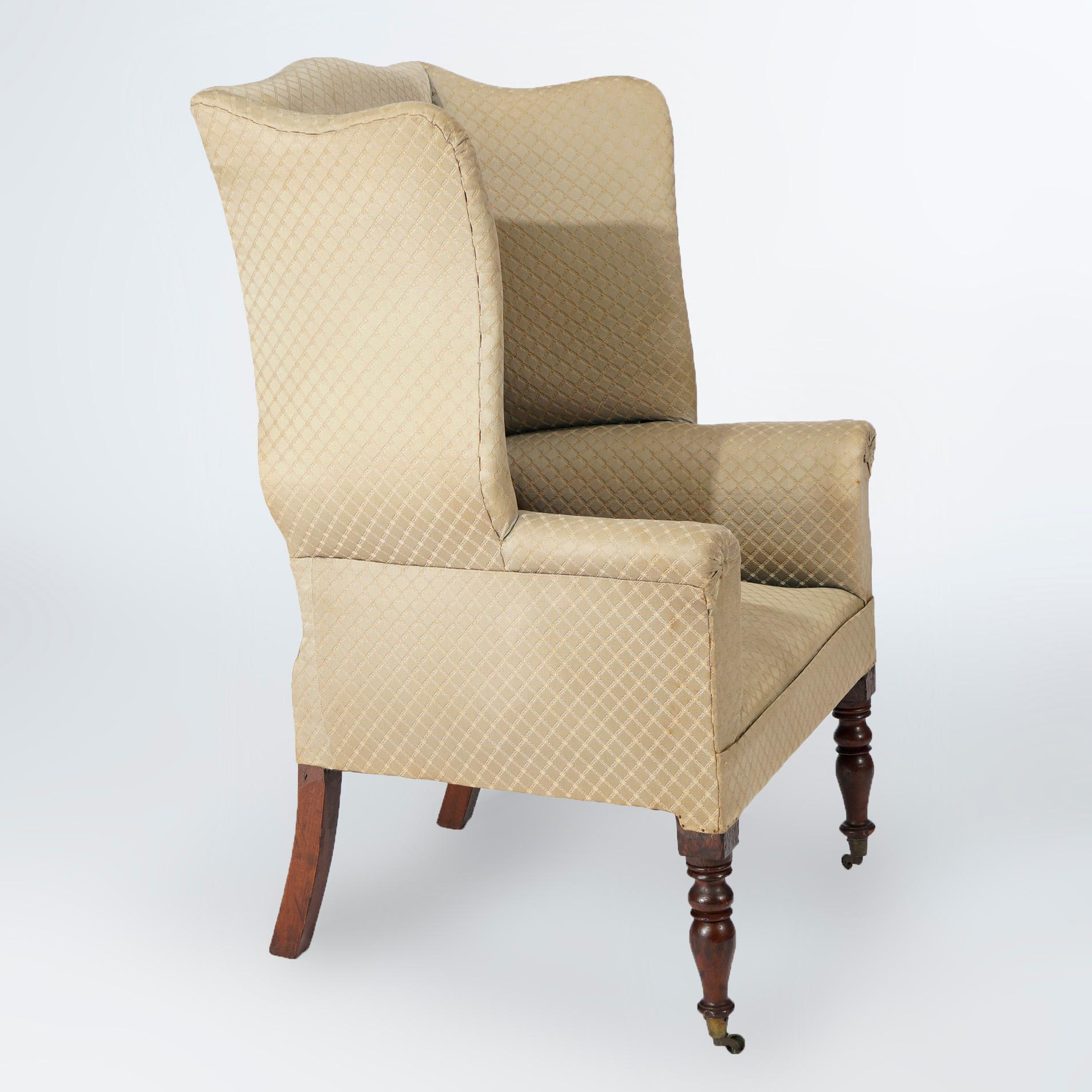 Antique Federal Sheraton Mahogany Wing Arm Chair circa 1820 at 1stDibs