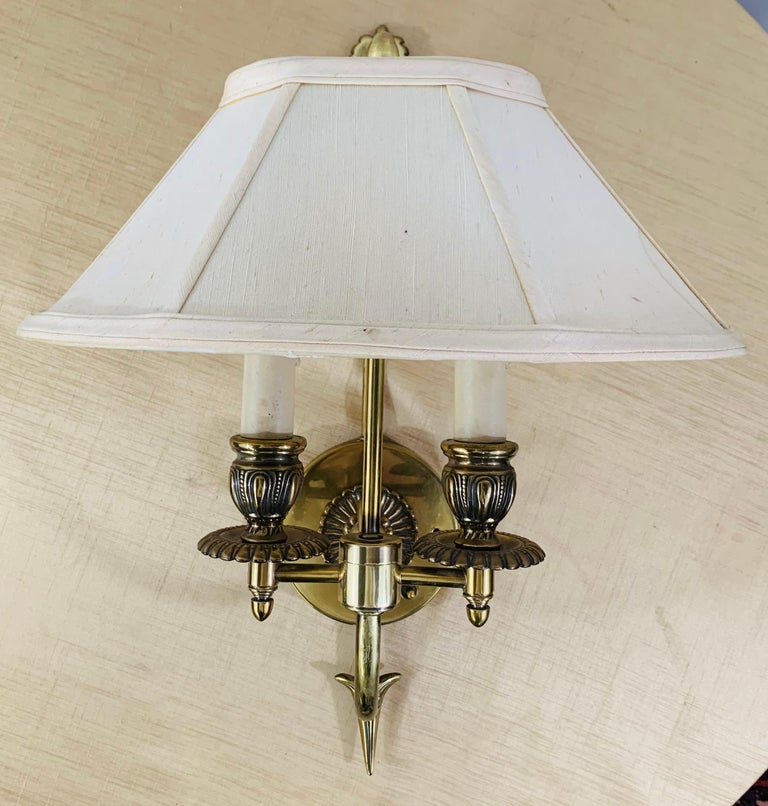 Antique Federal Style Double Arm Brass Wall Sconce, a Pair For Sale at ...